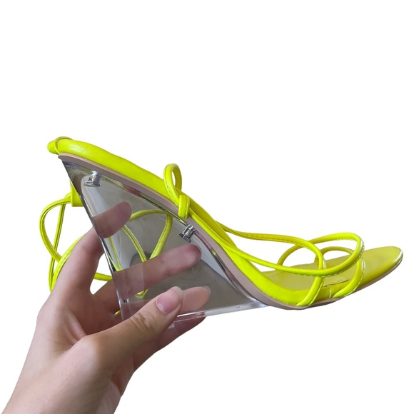 Cape Robbin | Shoes | Cape Robbin Bright Neon Yellow Clear Wedge Rave ...